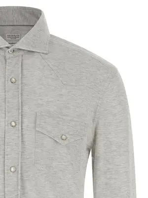 Brunello Cucinelli Piqué Cotton Shirt - Gray