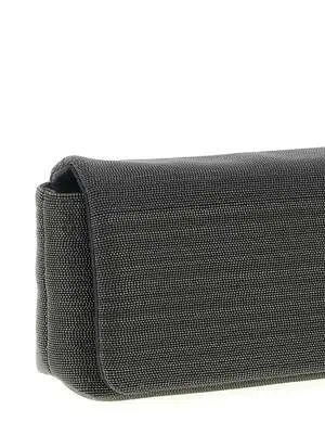 Brunello Cucinelli Precious Leather Monile Embroidered Clutch - Black