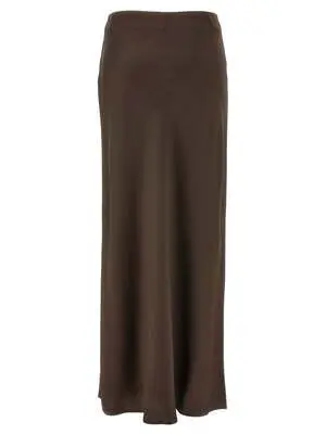Brunello Cucinelli Viscose Blend Slit Skirt - Brown