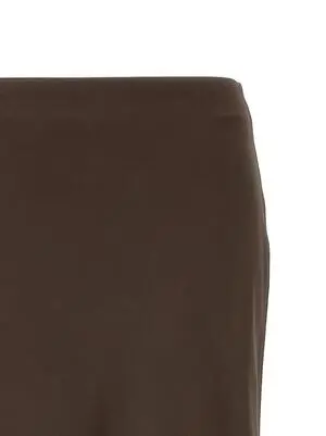 Brunello Cucinelli Viscose Blend Slit Skirt - Brown