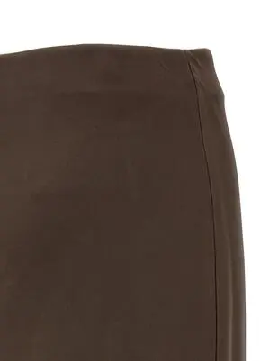 Brunello Cucinelli Viscose Blend Slit Skirt - Brown