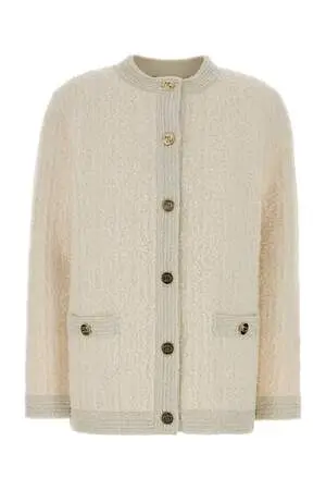 Gucci Ivory Stretch Boucle Cardigan - White
