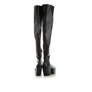 Prada Leather Platform Heeled Boots