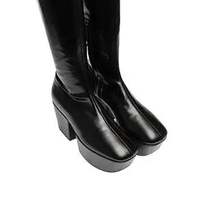 Prada Leather Platform Heeled Boots