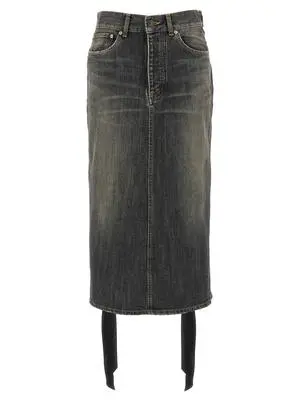 Balenciaga Lace Up' Denim Skirt - Gray