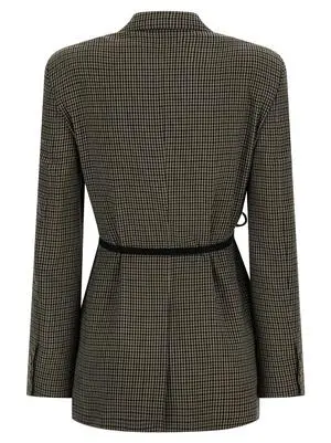 Balenciaga Wrap Tailored Check Print Lyocell Single-breasted Blazer - Brown
