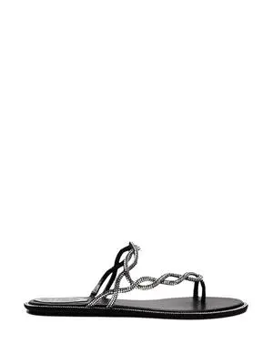 Rene Caovilla Sandalo Flat Braid Nero 10 - Black