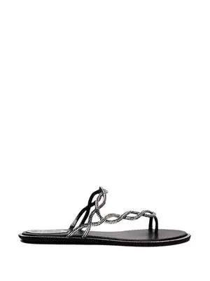 Rene Caovilla Braided Flat Sandals - Black