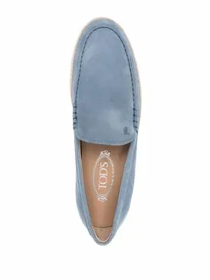TOD'S Slip-ons Nubuck Loafers With Raffia Weaving - Blue