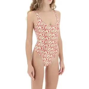 Versace Metallic-trimmed Allover Print One Piece Swimsuit - Red