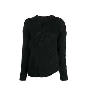 Alexander McQueen Asymmetric Wool Jumper - Black