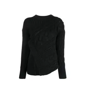 Alexander McQueen Asymmetric Wool Jumper - Black