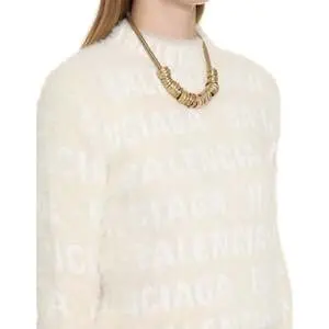 Balenciaga Jacquard Logo Sweater - White