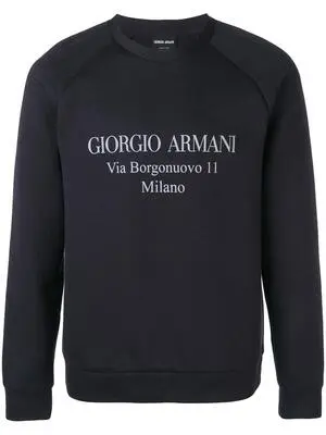 Giorgio Armani Borgonuovo 11 Cotton Double Jersey Sweatshirt - Blue
