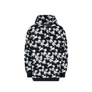 Celine Hooded Printed Dogs Sweatshirt - Black