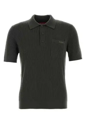 Gucci Dark Grey Wool Blend Polo Shirt - Gray