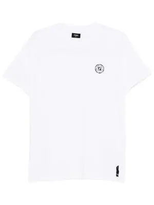 Fendi Ff Postcards Logo Print Cotton T-shirt - White