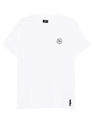 Fendi Ff Postcards Logo Print Cotton T-shirt - White