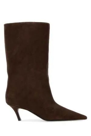 Amina Muaddi Suede Fiona Boots - Brown