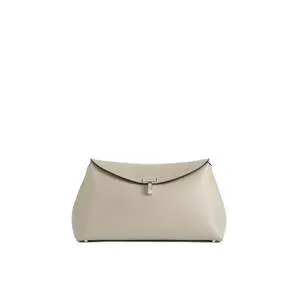 TOTEME T-lock Leather Clutch Bag - White