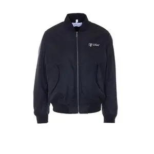 Off-White Script Logo Varsity Bomber - Black