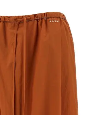Marni Diagonal Draping Cotton Poplin Pants - Orange