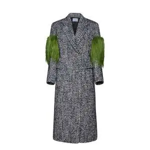 Prada Herringbone Wool Coat - Gray