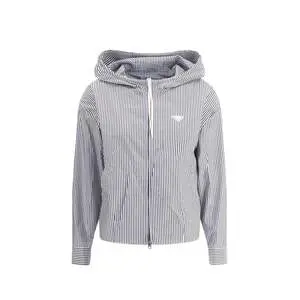 Prada Striped Hooded Jacket - Blue