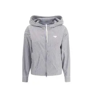 Prada Striped Hooded Jacket - Blue