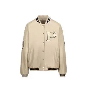Prada Padded Leather Varsity Jacket - Cream