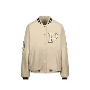 Prada Padded Leather Varsity Jacket - Cream
