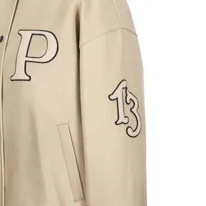 Prada Padded Leather Varsity Jacket - Cream