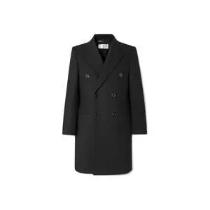 Saint Laurent Double-breasted Wool Coat - Black