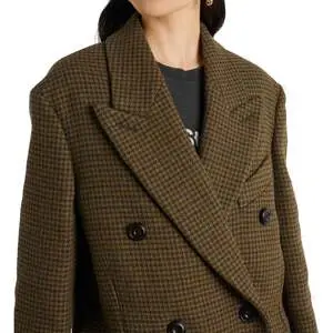 Acne Studios Checked Double-breasted Wool Blend Coat