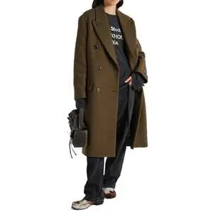 Acne Studios Checked Double-breasted Wool Blend Coat - Brown