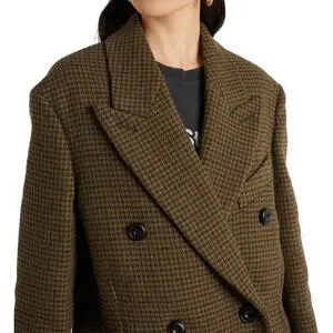 Acne Studios Checked Double-breasted Wool Blend Coat - Brown