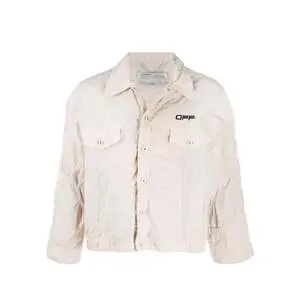 Off-White Logo Windbreaker Bomber Jacket - Cream