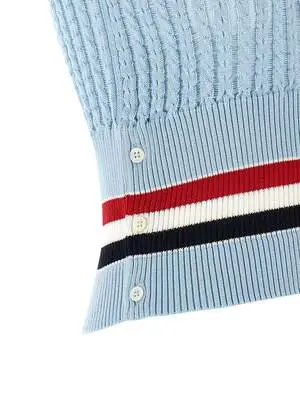 Thom Browne Crochet Cotton Rwb Vest - Blue