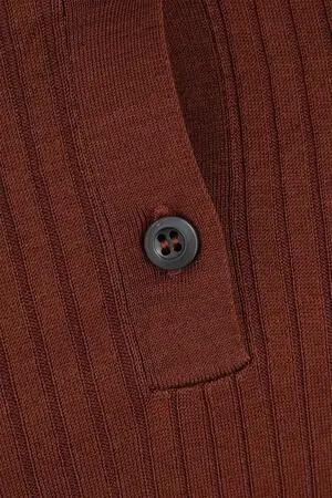 Prada Ribbed Knit Polo Top - Multicolor