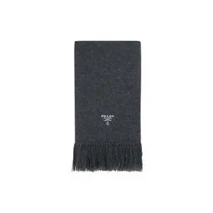 Prada Cashmere Logo Scarf - Gray