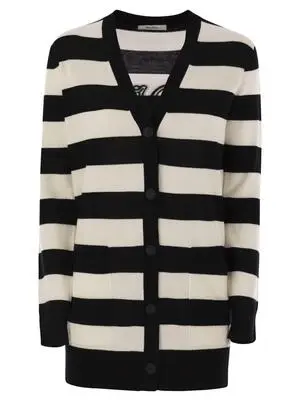 Max Mara Fiemme Long Striped Wool Cardigan - Multicolor