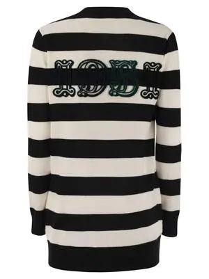 Max Mara Fiemme Long Striped Wool Cardigan
