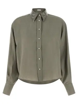 Brunello Cucinelli Sequin Collar Blouse