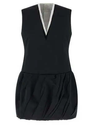 JIL SANDER Technical Duchesse Mini Dress - Black