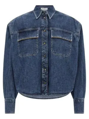 Brunello Cucinelli Shiny Pockets Denim Shirt