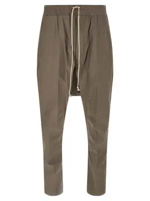 Rick Owens Cotton Poplin Drawstring Trousers - Gray