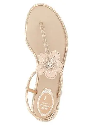 Rene Caovilla Peach Flower Sandals - Pink