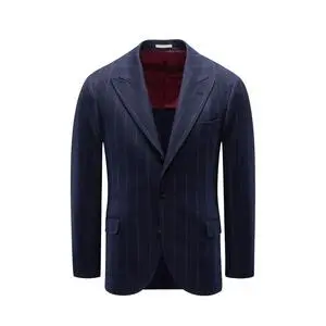 Brunello Cucinelli Wool Striped Jacket - Blue