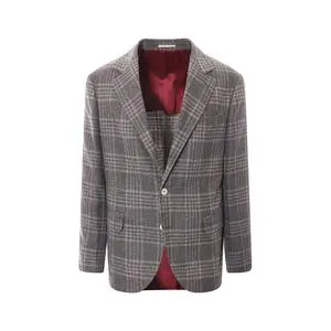 Brunello Cucinelli Plaid Blazer Jacket - Gray