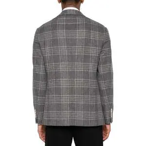 Brunello Cucinelli Plaid Blazer Jacket - Gray